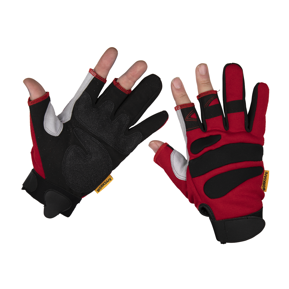Red Fingerless Multi-Task Gloves Medium - Pair