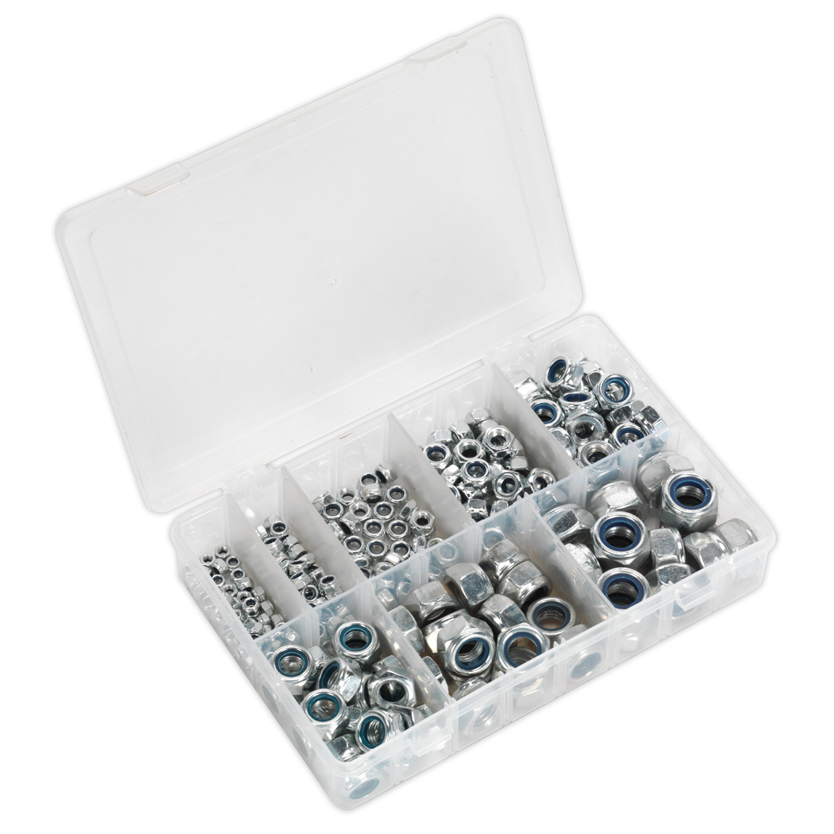Nylon Lock Nut Assortment 255pc M4-M16 DIN 985