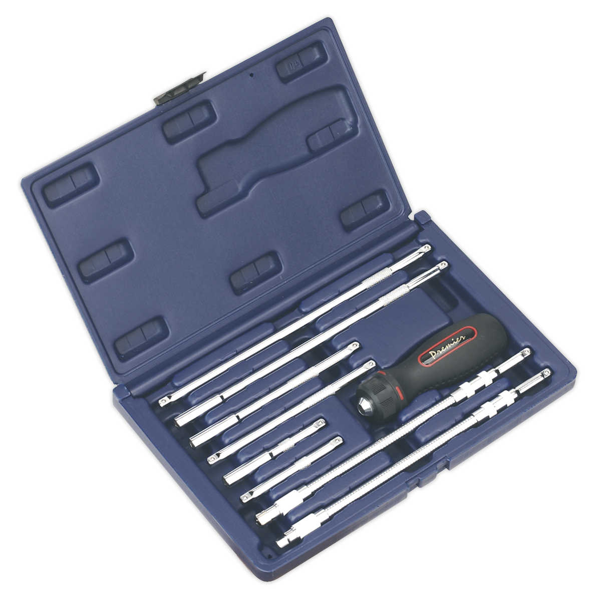 Ratchet Driver, Extension Bar & Bit Holder Set 9pc