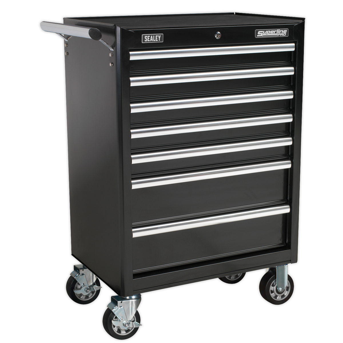 Rollcab 7 Drawer with Ball Bearing Slides - Black
