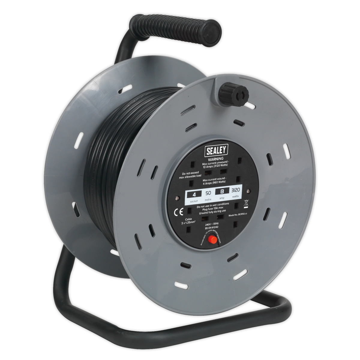 Cable Reel 50m 4 x 230V 1.25mm_ Thermal Trip