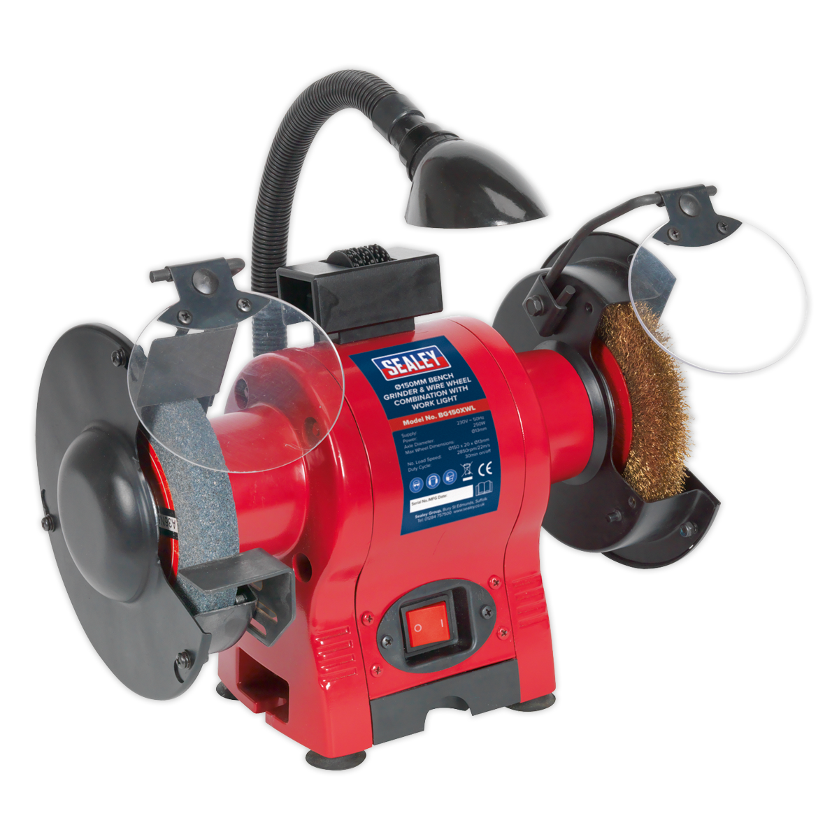 Bench Grinder ¯150mm & Wire Wheel Combination with Work Light 250W/230