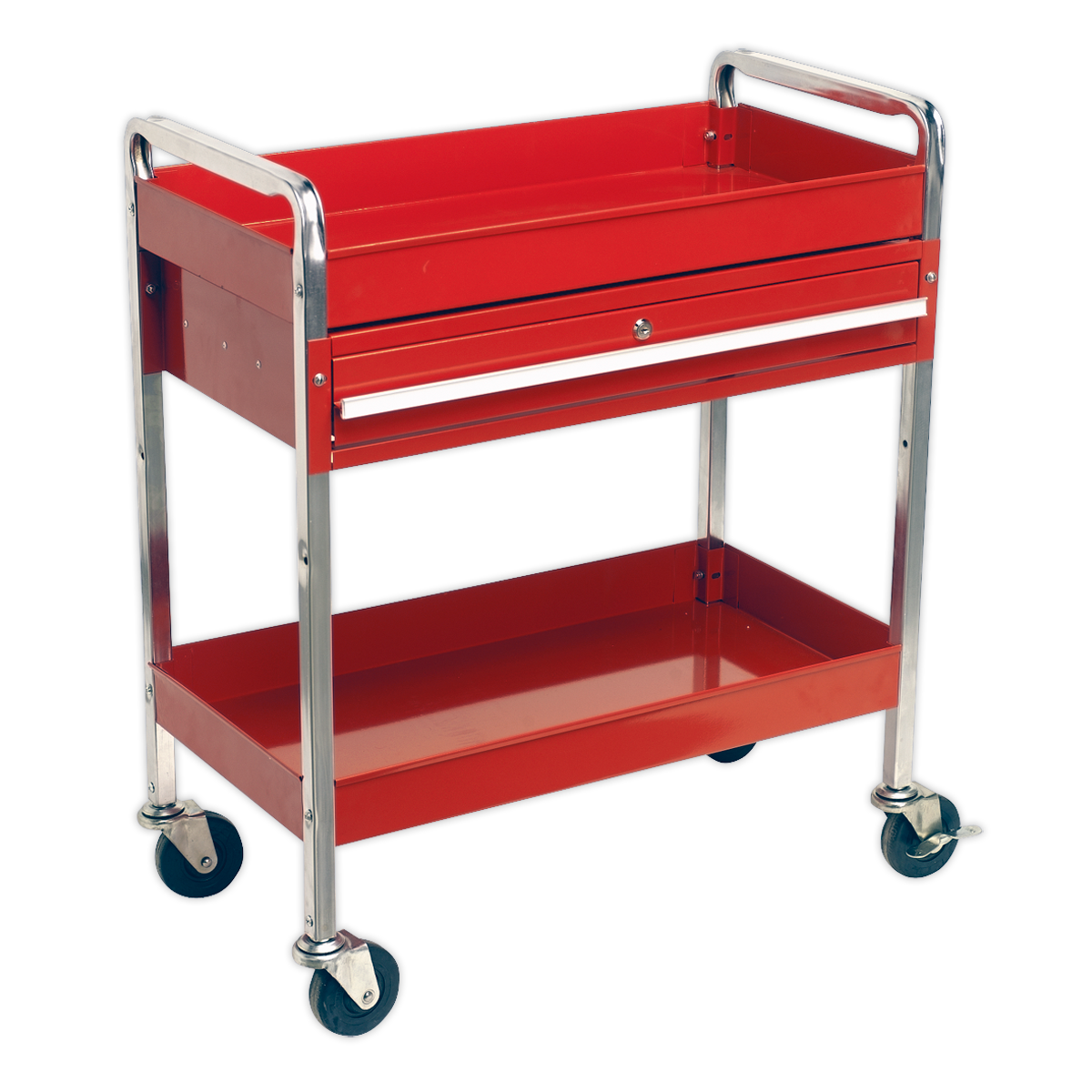 Trolley 2-Level Heavy-Duty with Lockable Drawer