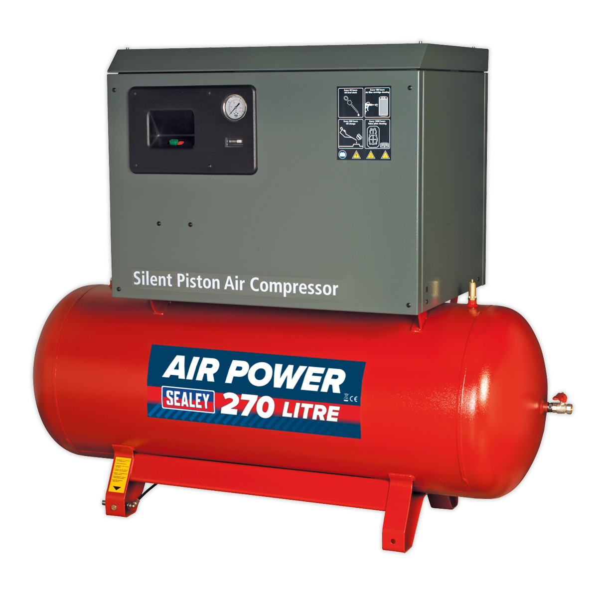 Compressor 270L Belt Drive 7.5hp 3ph 2-Stage with Cast Cylinders Low N